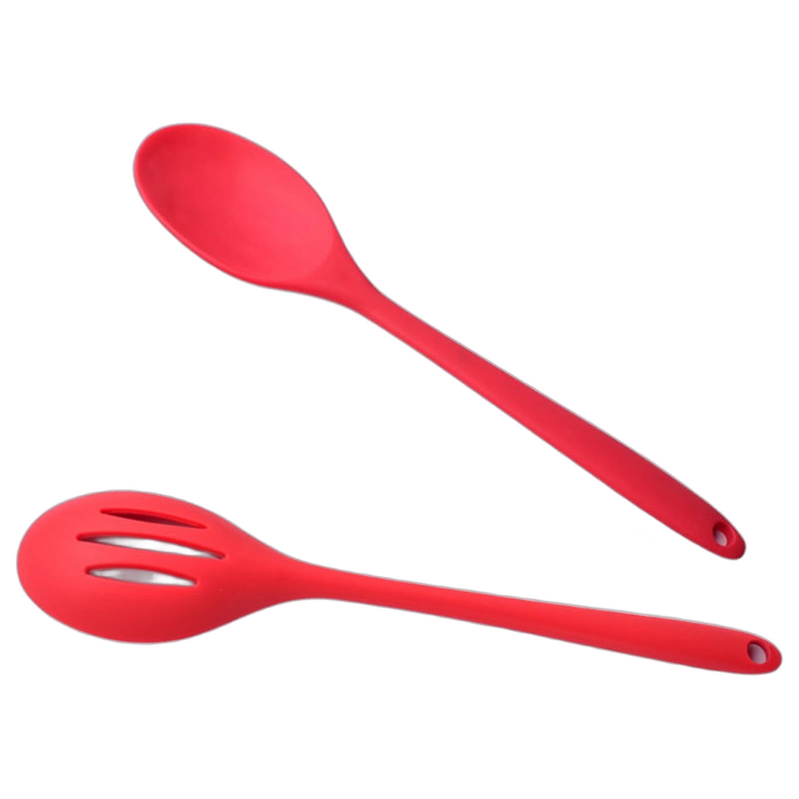 FACEGA 2Pcs Silicone Nonstick Mixing,Ergonomic Handle Slotted Spoons ...