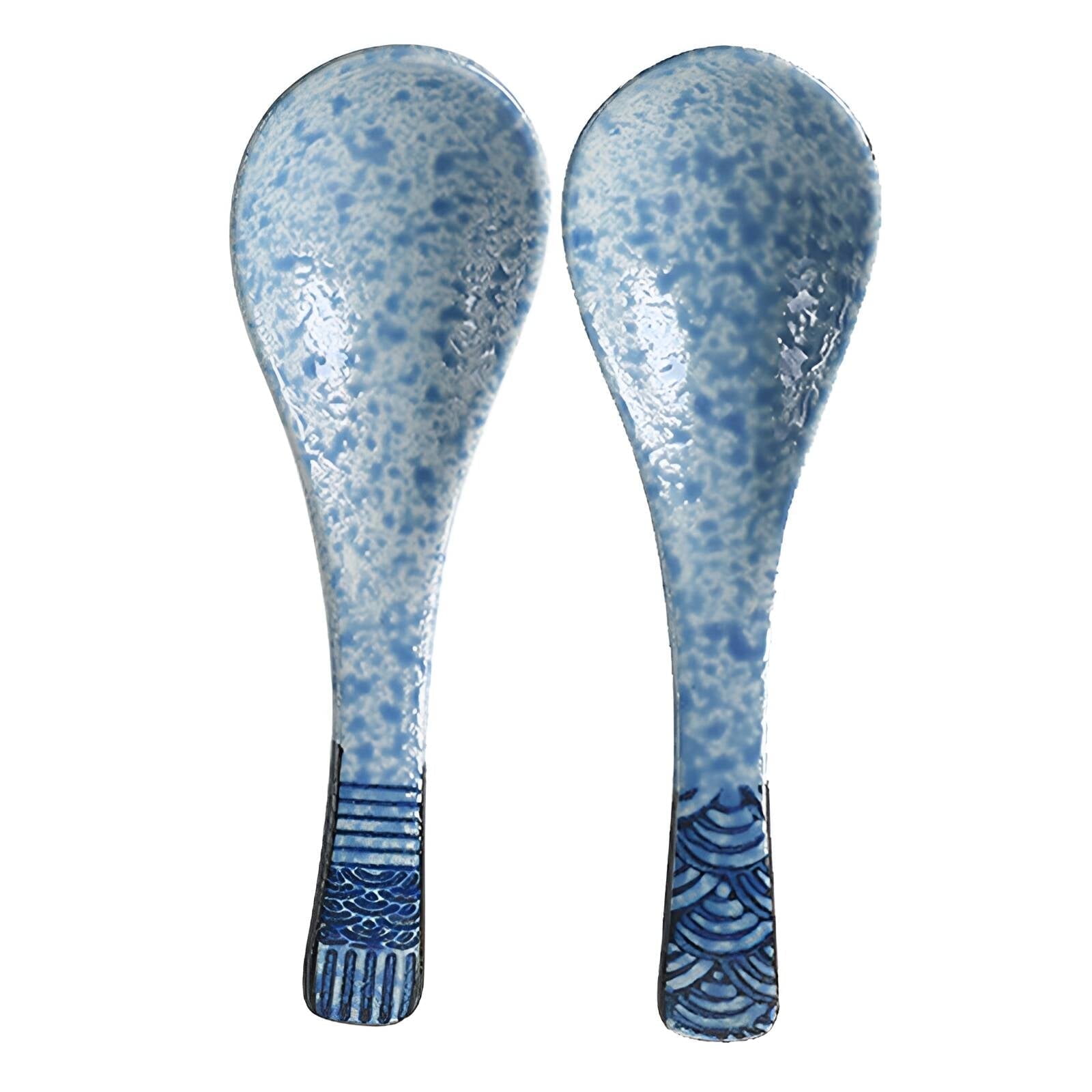 FACEGA 2Pcs Soup Spoons,Under-Glaze Fine Artwork Mini Spoons,Rich and ...