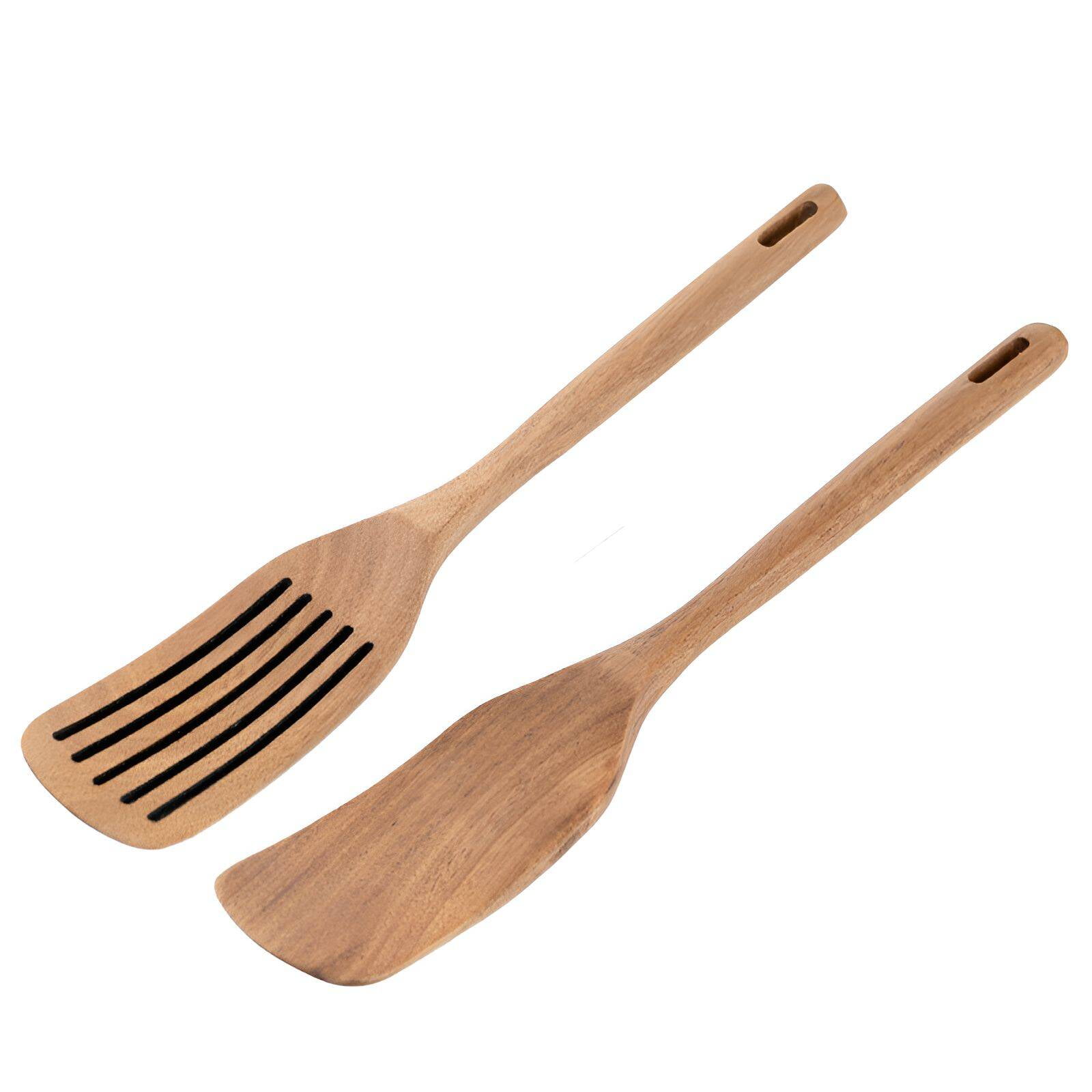 FACEGA 2Pcs Wooden Spatula,Acacia Wood and Teak Material Spatulas for ...