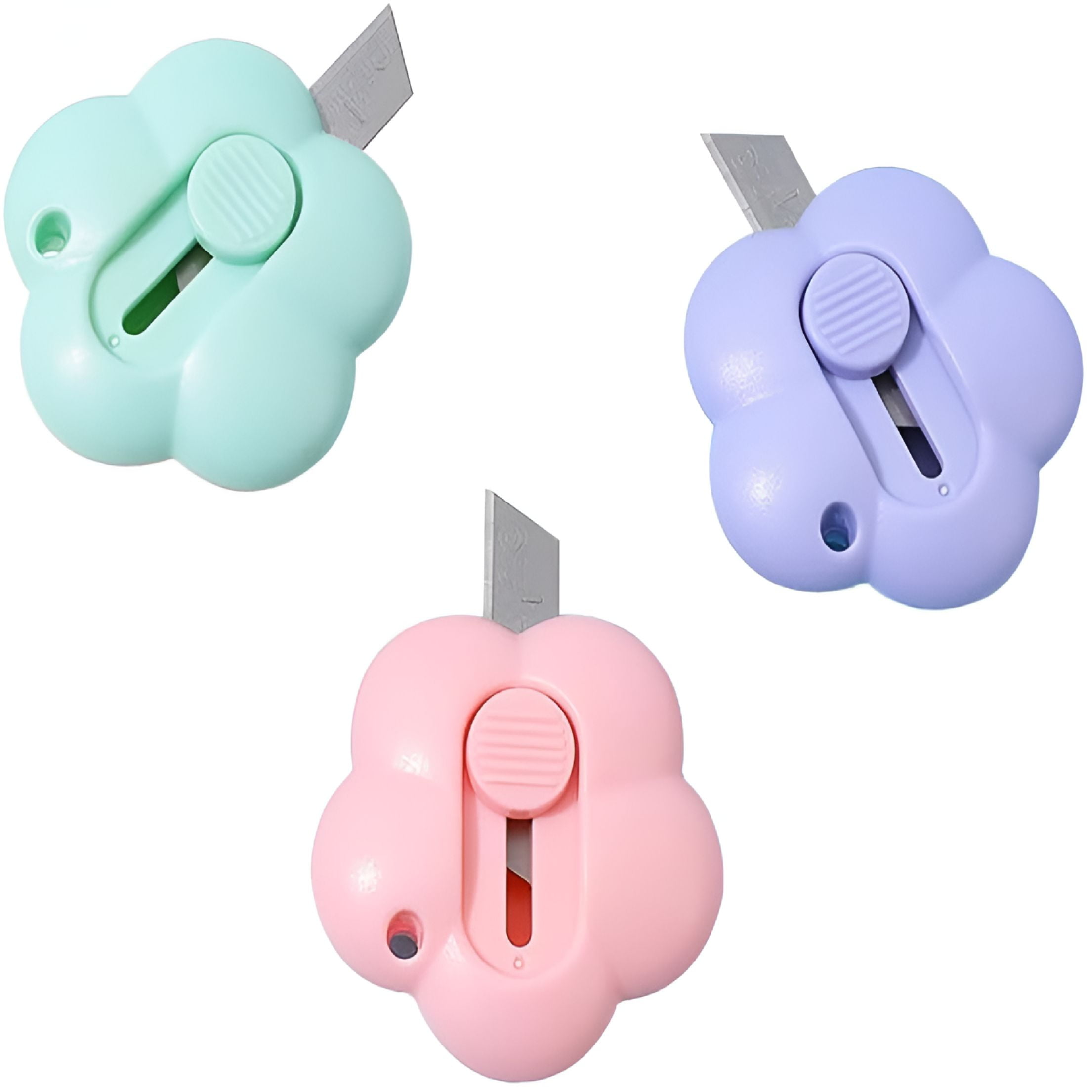 FACEGA 3 Pcs Cute Retractable Box Cutters,Flower Shaped Art Cutter,Mini ...