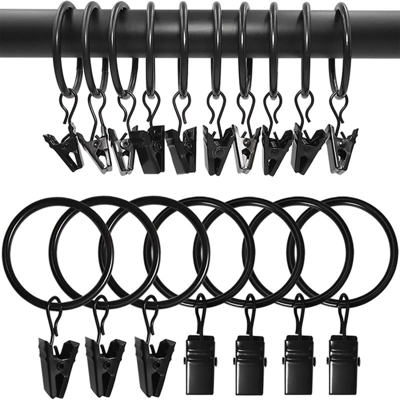 FACEGA 30Pcs Curtain Clips,Electrophoresis Black Curtain Rings with ...
