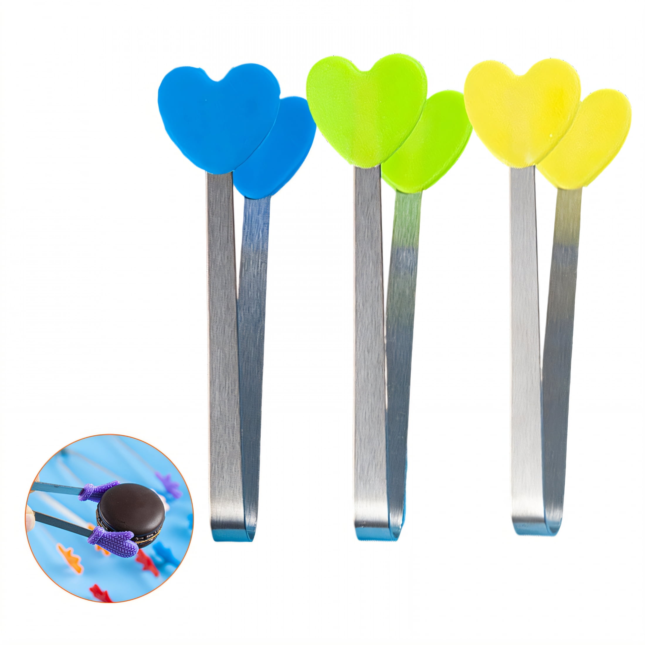 FACEGA 3Pcs Metal Tongs,Heart Shape Stainless Steel Stainless Steel ...