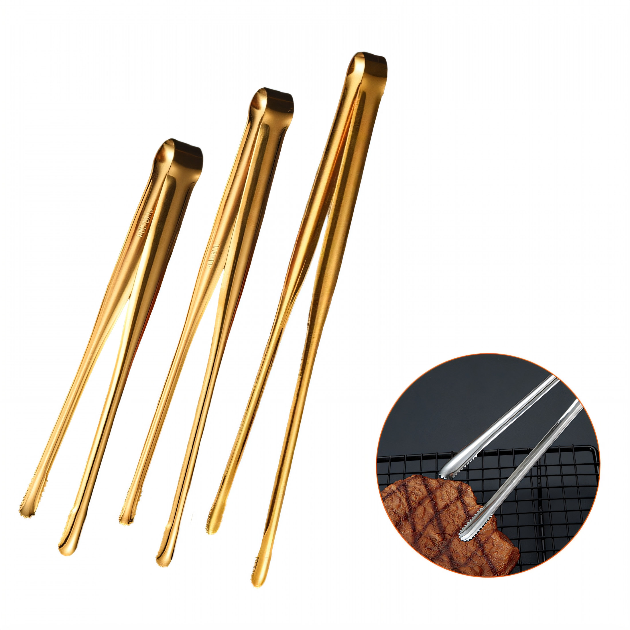 FACEGA 3Pcs Metal Tongs,Jagged Gripping Jaw 304 Stainless Steel ...