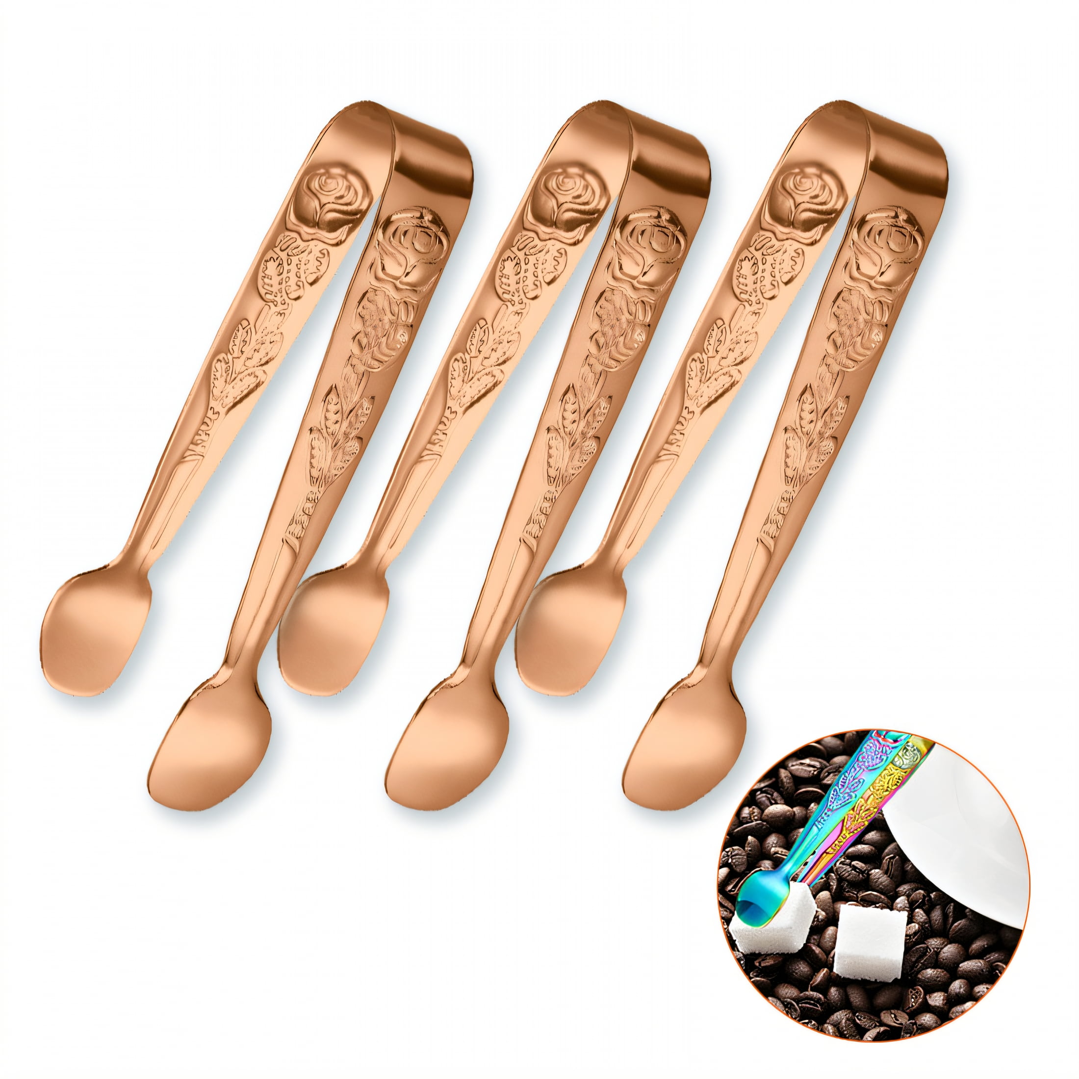 FACEGA 3Pcs Metal Tongs,Round Style Jaw 304 Stainless Steel Serving ...
