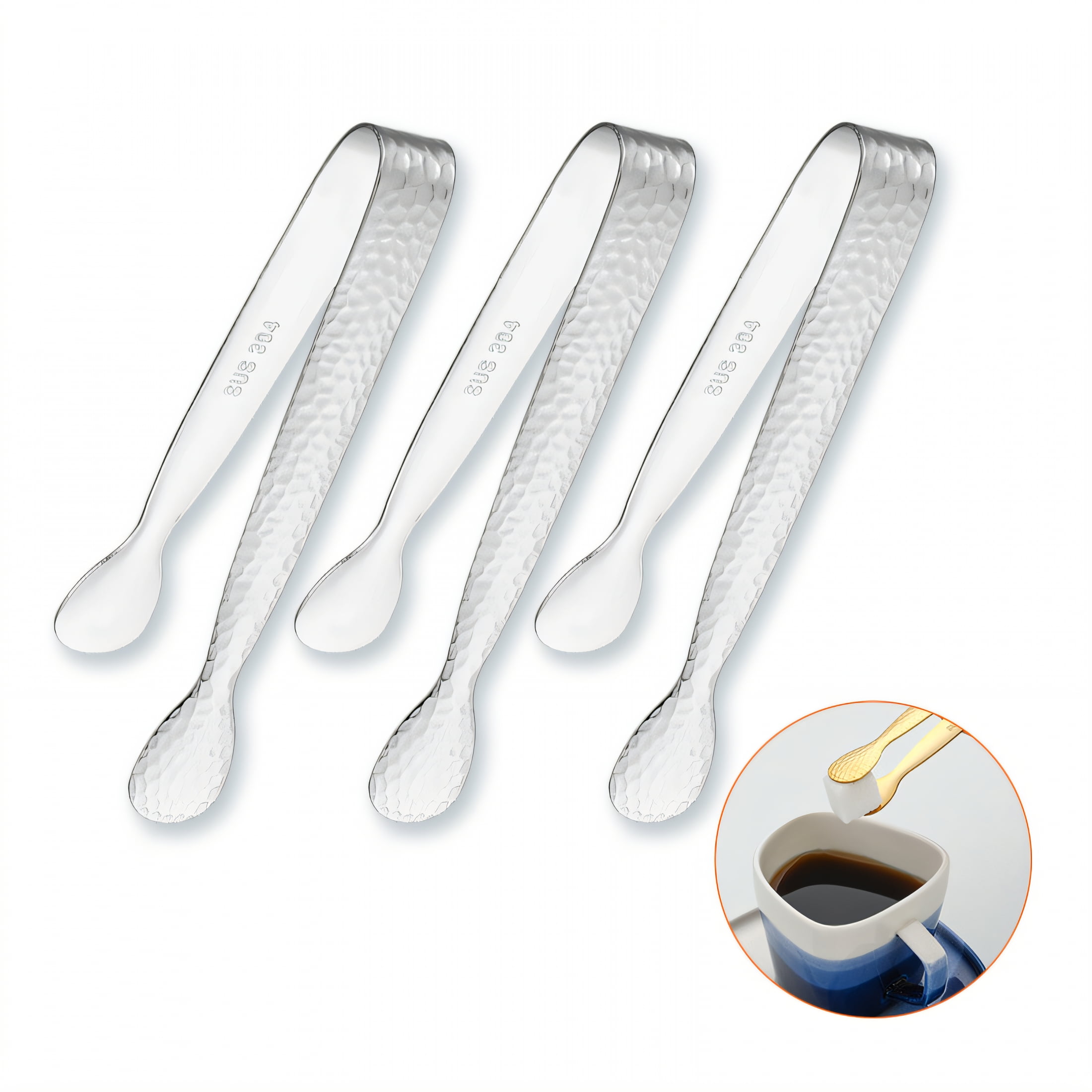 FACEGA 3Pcs Metal Tongs,Round Tip Gripper 304 Stainless Steel Kitchen ...
