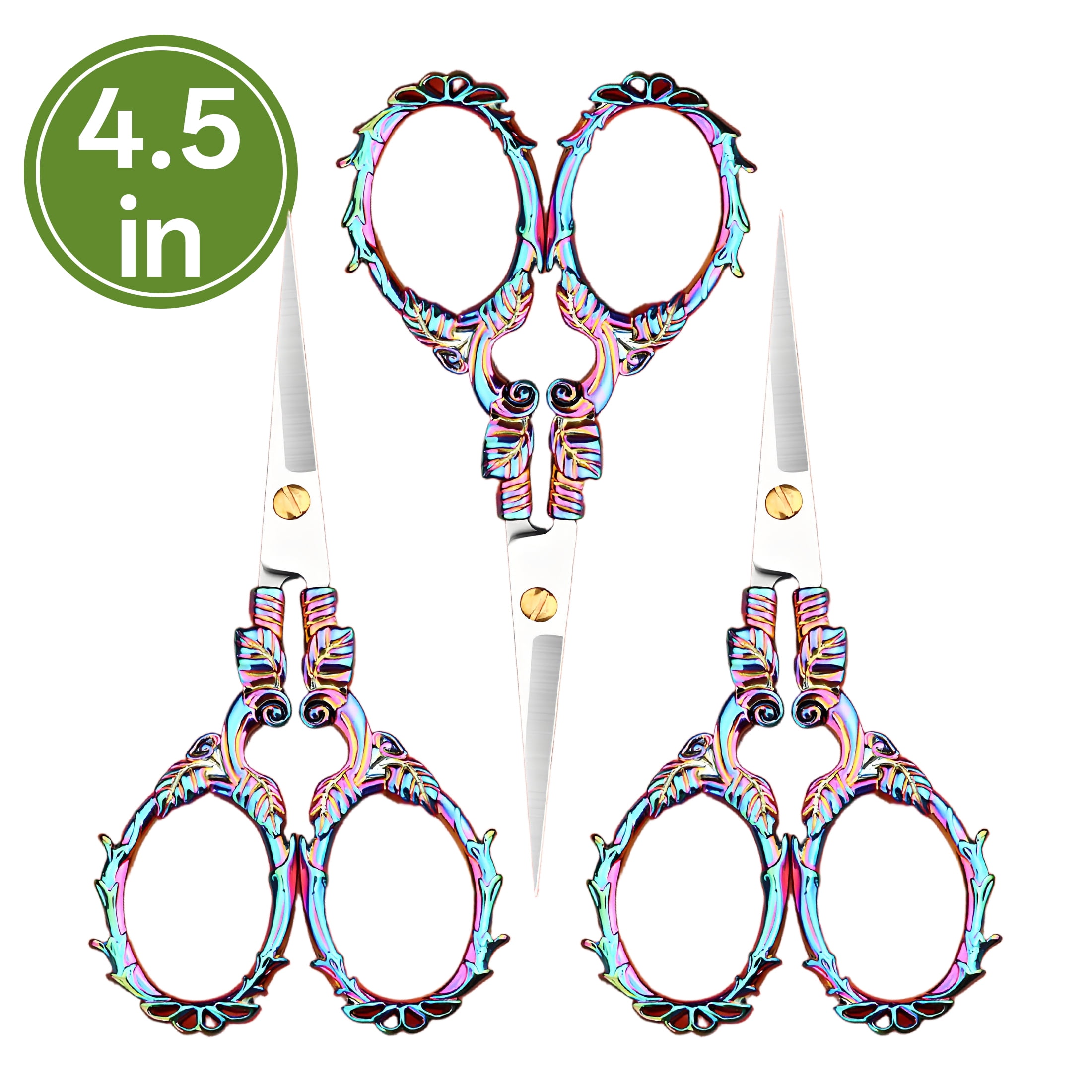 FACEGA 3Pcs Scissors All Purpose,Relief Pattern 4.5" Craft Scissors ...