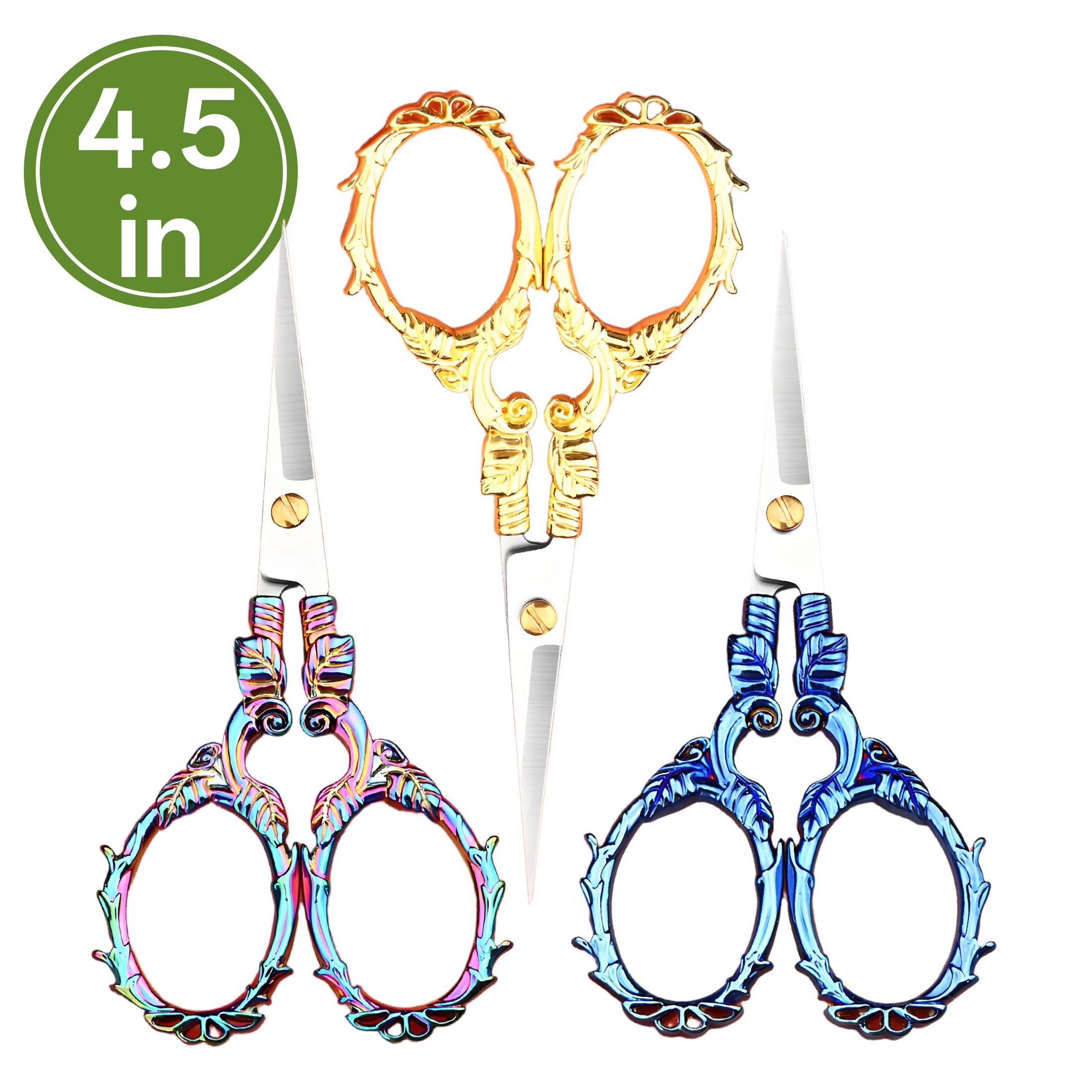 FACEGA 3Pcs Scissors All Purpose,Relief Pattern 4.5" Cute Scissors,Zinc ...