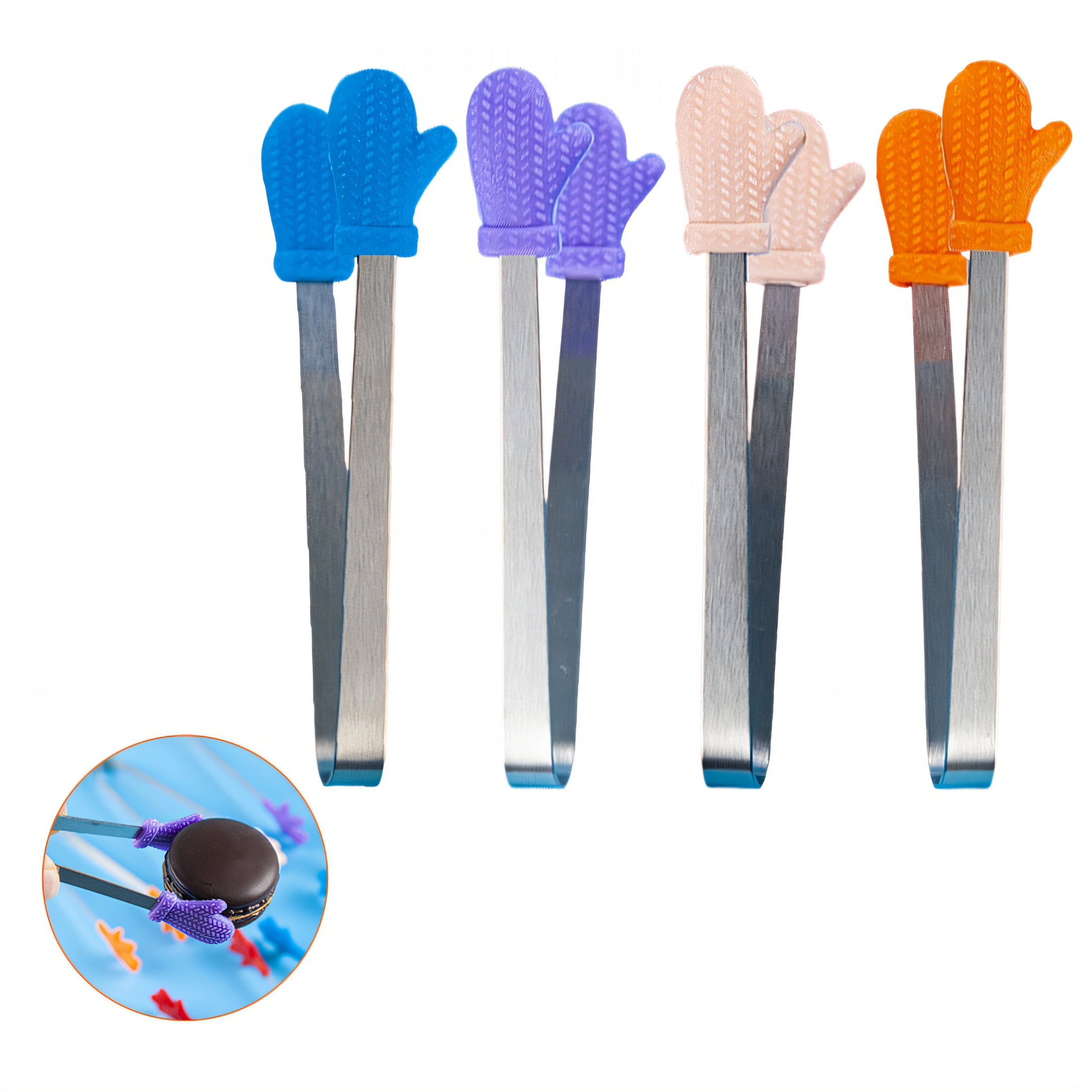 FACEGA 4Pcs Metal Tongs,Hand Shape Stainless Steel Tongs for Cooking,U ...