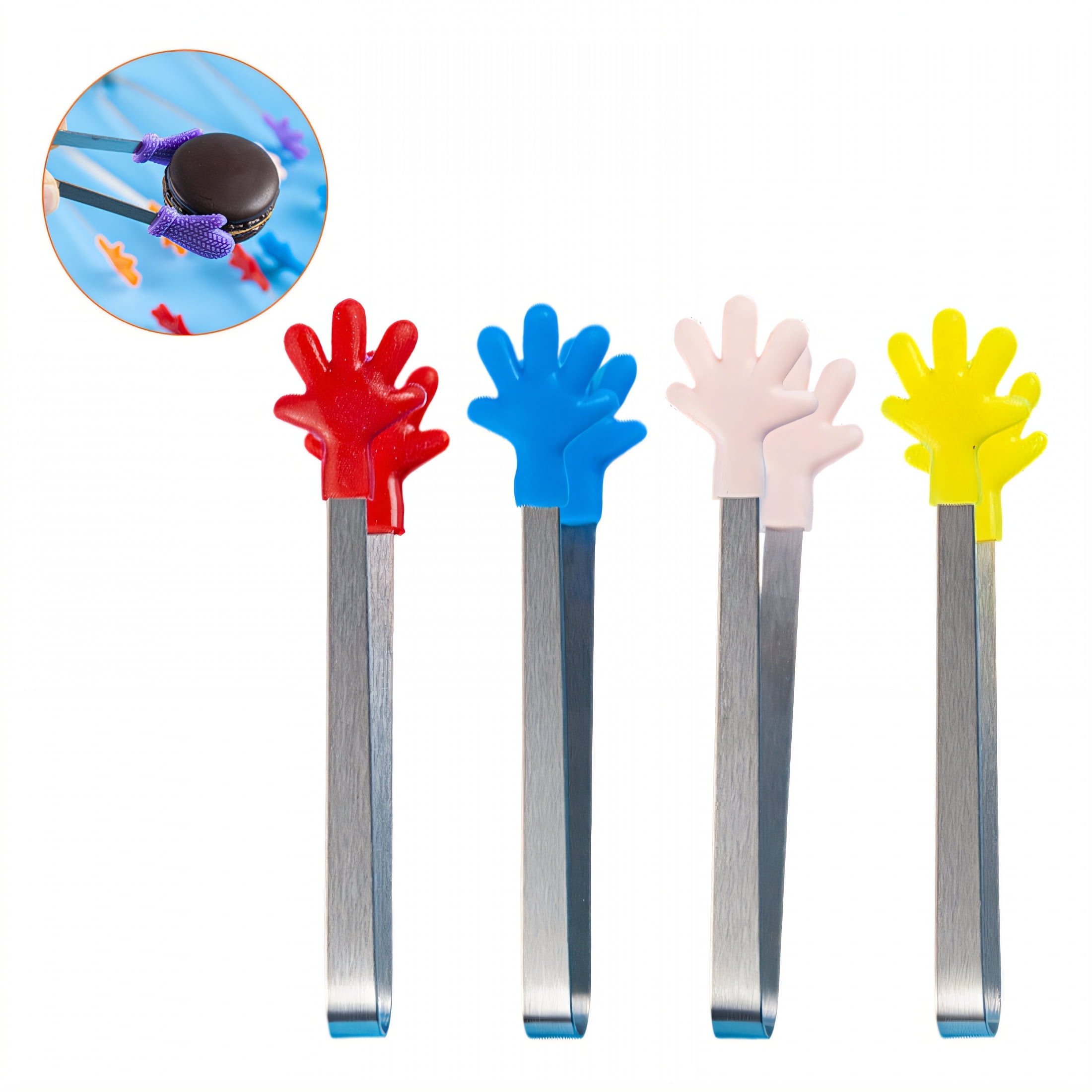 FACEGA 4Pcs Metal Tongs,Palm Design Stainless Steel Tongs for Serving ...