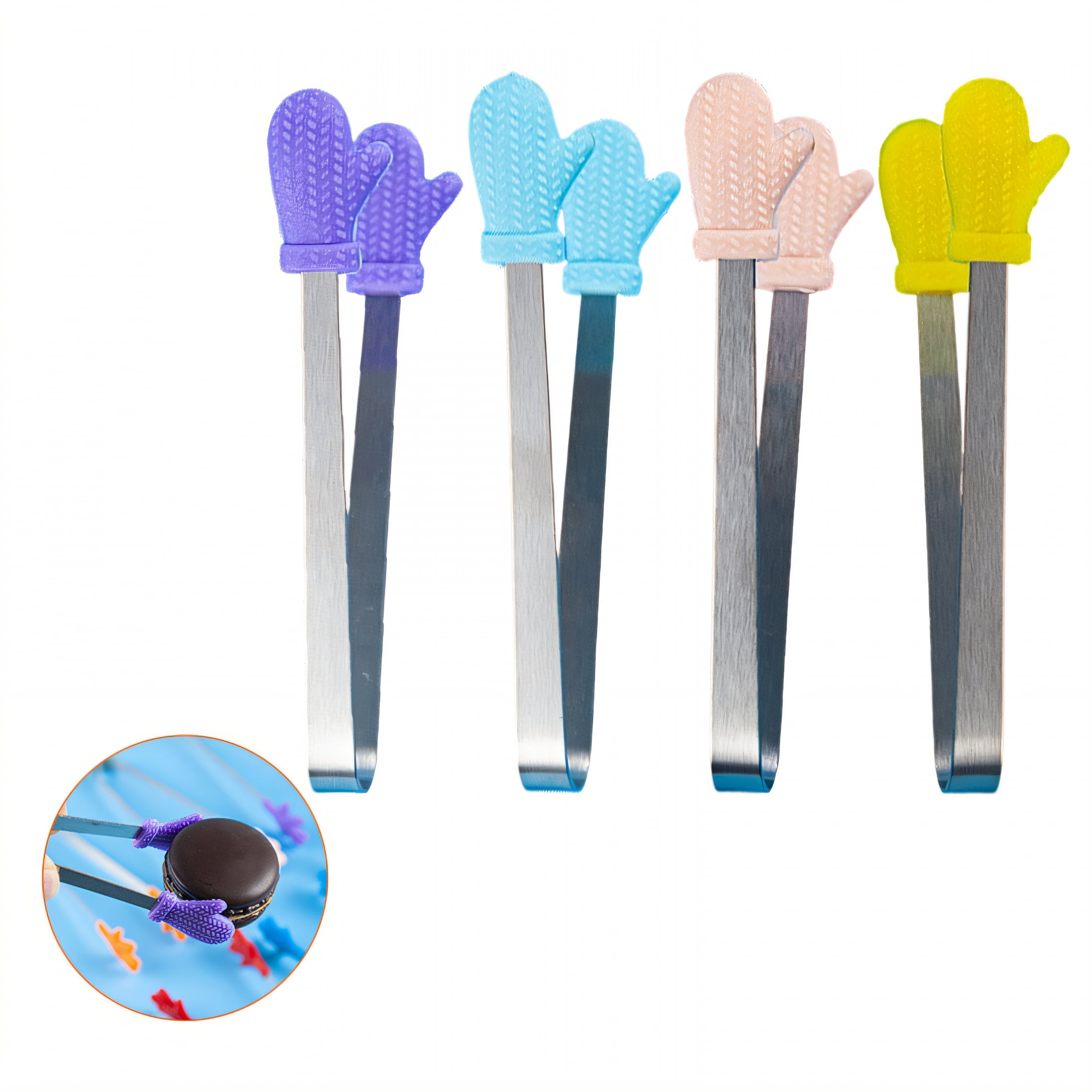 FACEGA 4Pcs Metal Tongs,Palm Style Stainless Steel Small Tongs,U Type ...