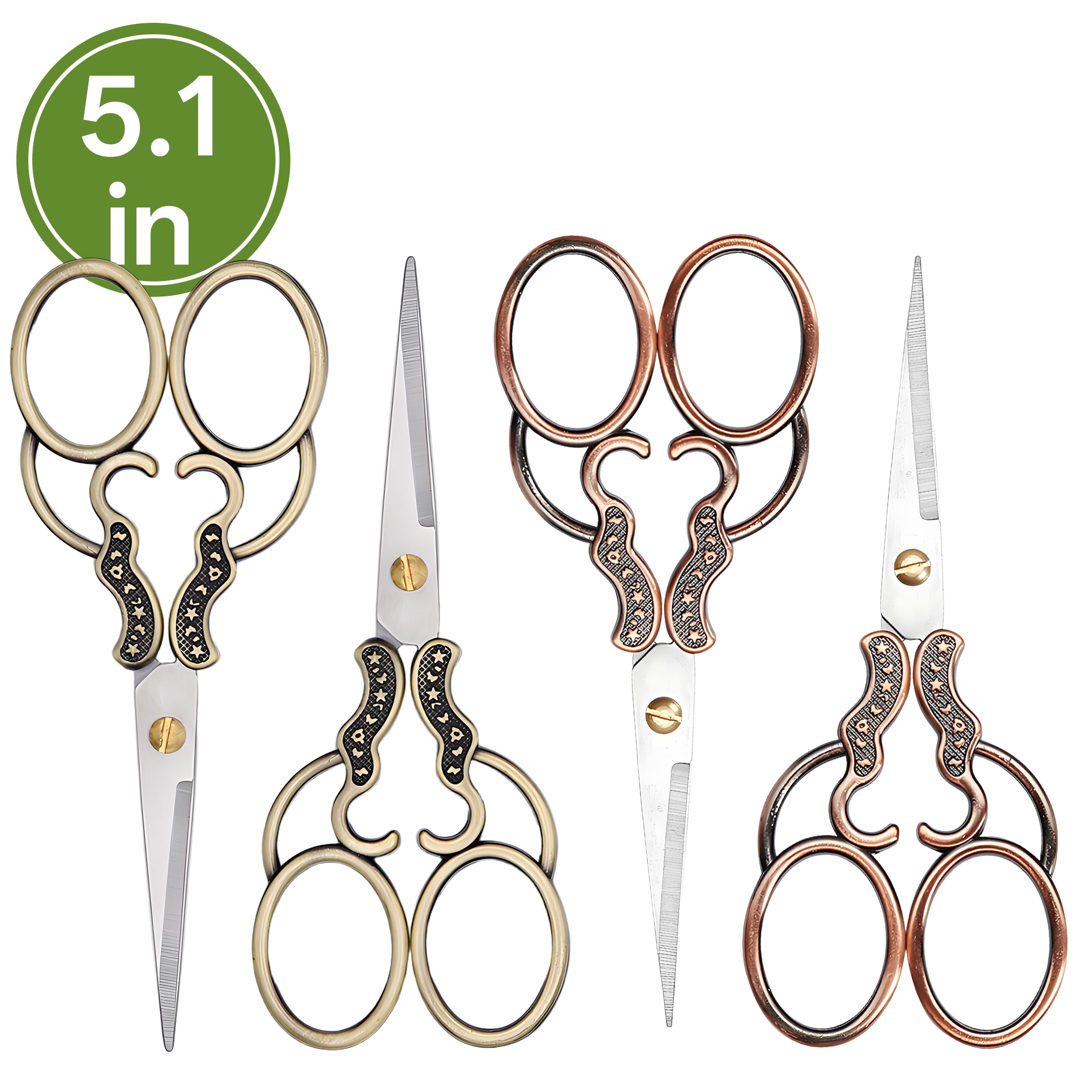 FACEGA 4Pcs Scissors All Purpose,Carved Handle 5.1" Scissors for Office ...