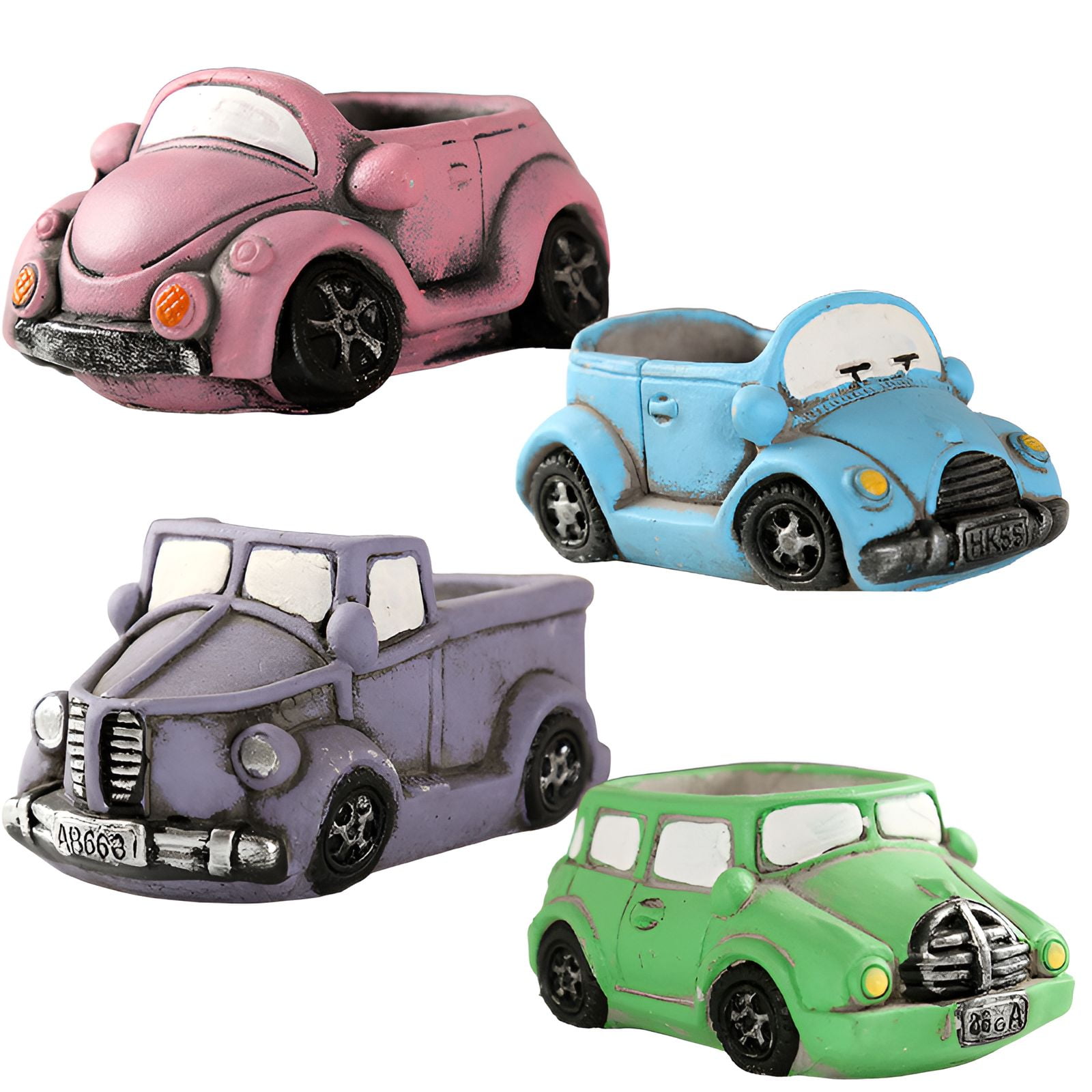 FACEGA 4Pcs Succulent Pots,Cement Planter Pots,Car Small Pots for ...