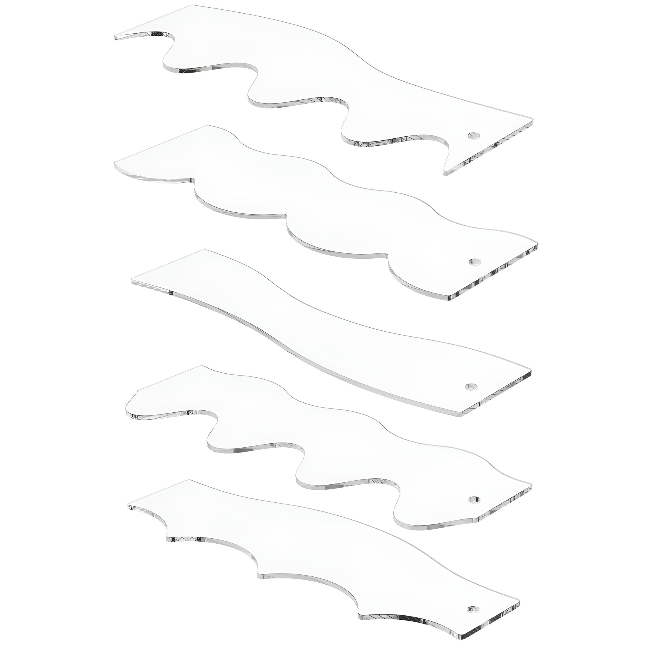 FACEGA 5-Pack Wavy Edges Quilting Ruler And Templates Acrylic Quilting ...