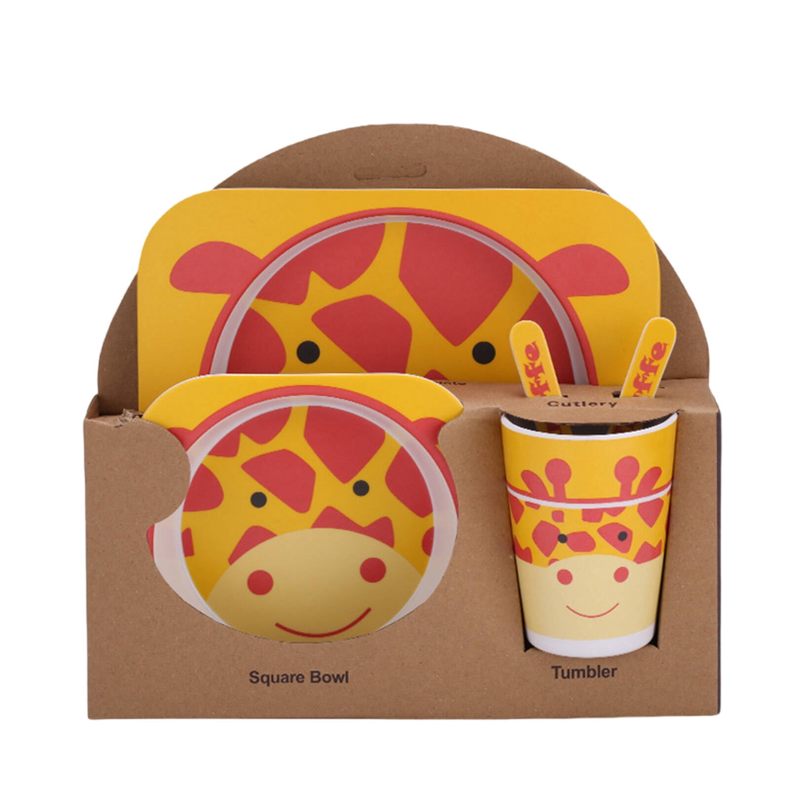 FACEGA 5Pcs Bamboo Kids Dinnerware Set,Daily Use Food Plate,Perfect for ...