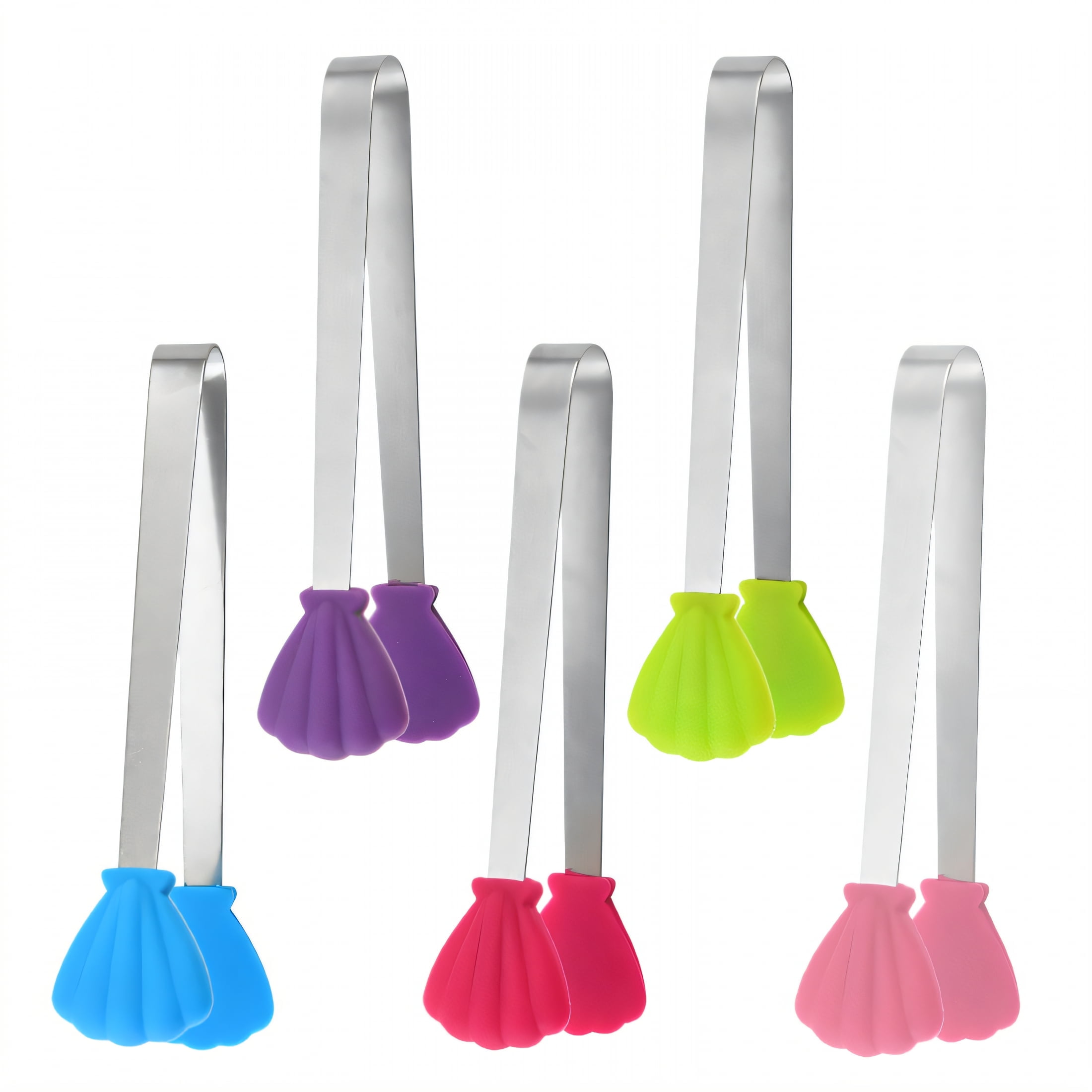 FACEGA 5Pcs Metal Tongs,Shell Shape Stainless Steel Grill Tongs,U ...