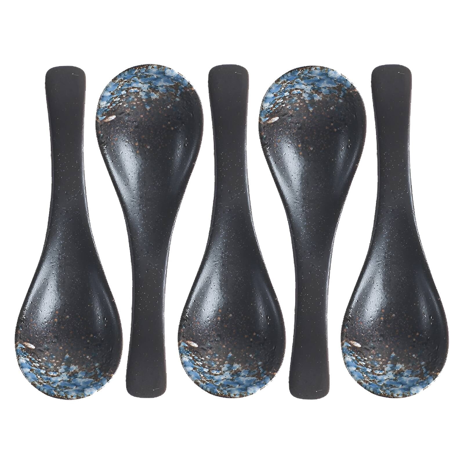 FACEGA 5Pcs Soup Spoons,Smooth Glazed Surface Small Spoons,Simple to ...