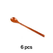 Wooden Spoons for Eating, 6 Pieces Natural Wood Eating Spoon, 7 Inch ...