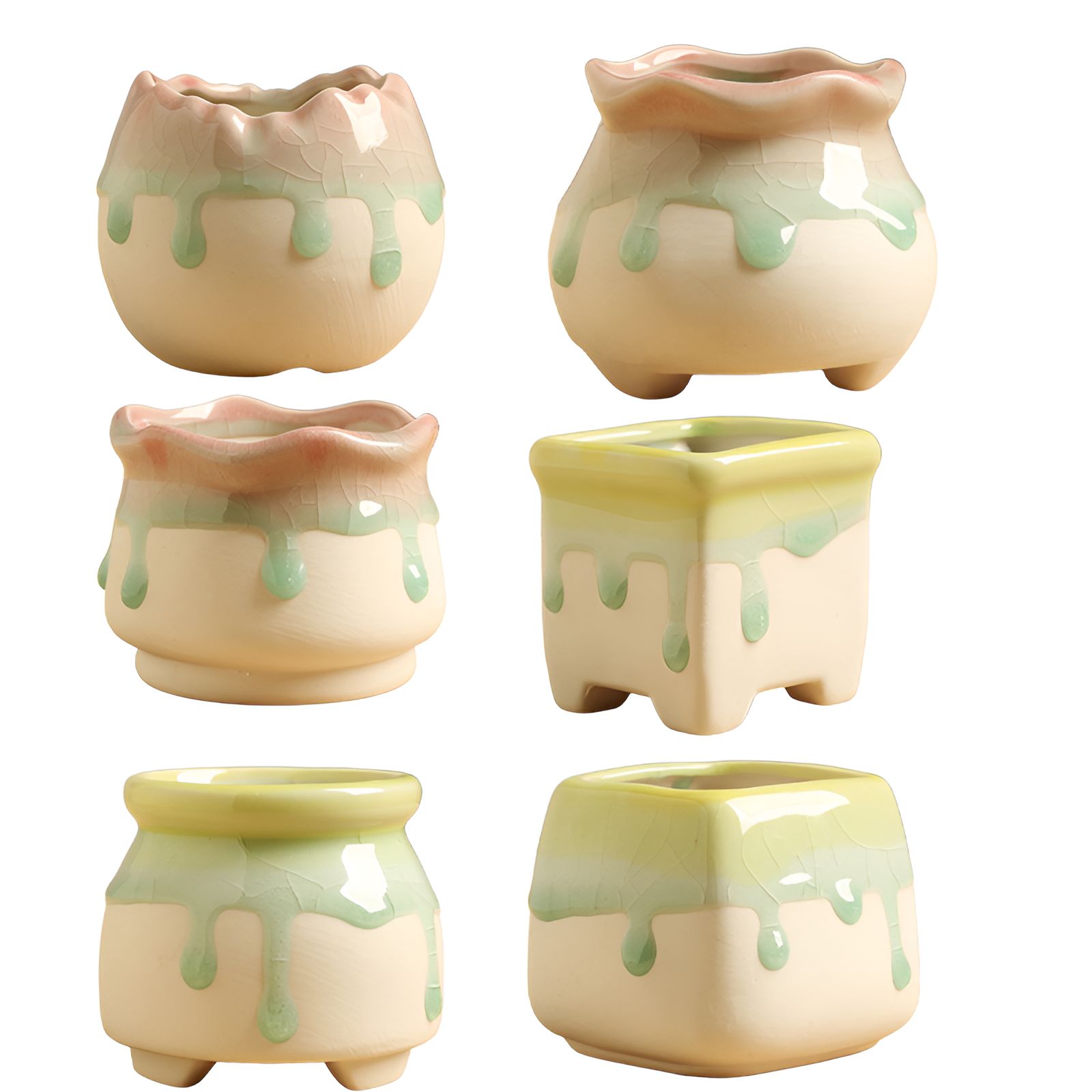 FACEGA 6Pcs Succulent Pots,Ceramics Small Flower Pots,2.4"*2.4"*2.6 ...