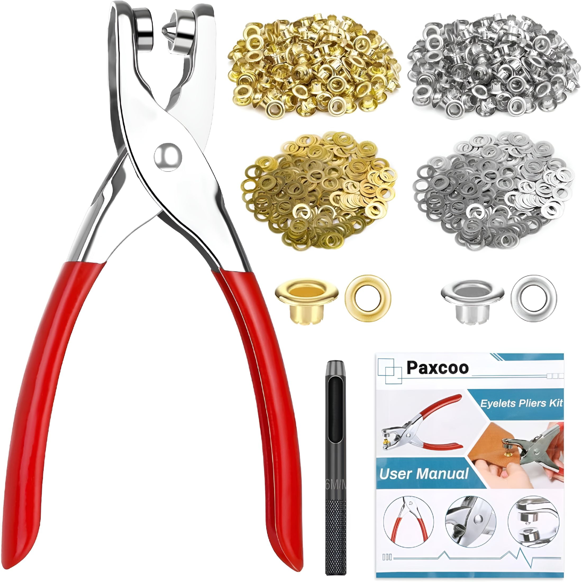 FACEGA 800 Piece Grommet Hole Pliers Kit,1/4 Inch 6mm (Inner Diameter ...