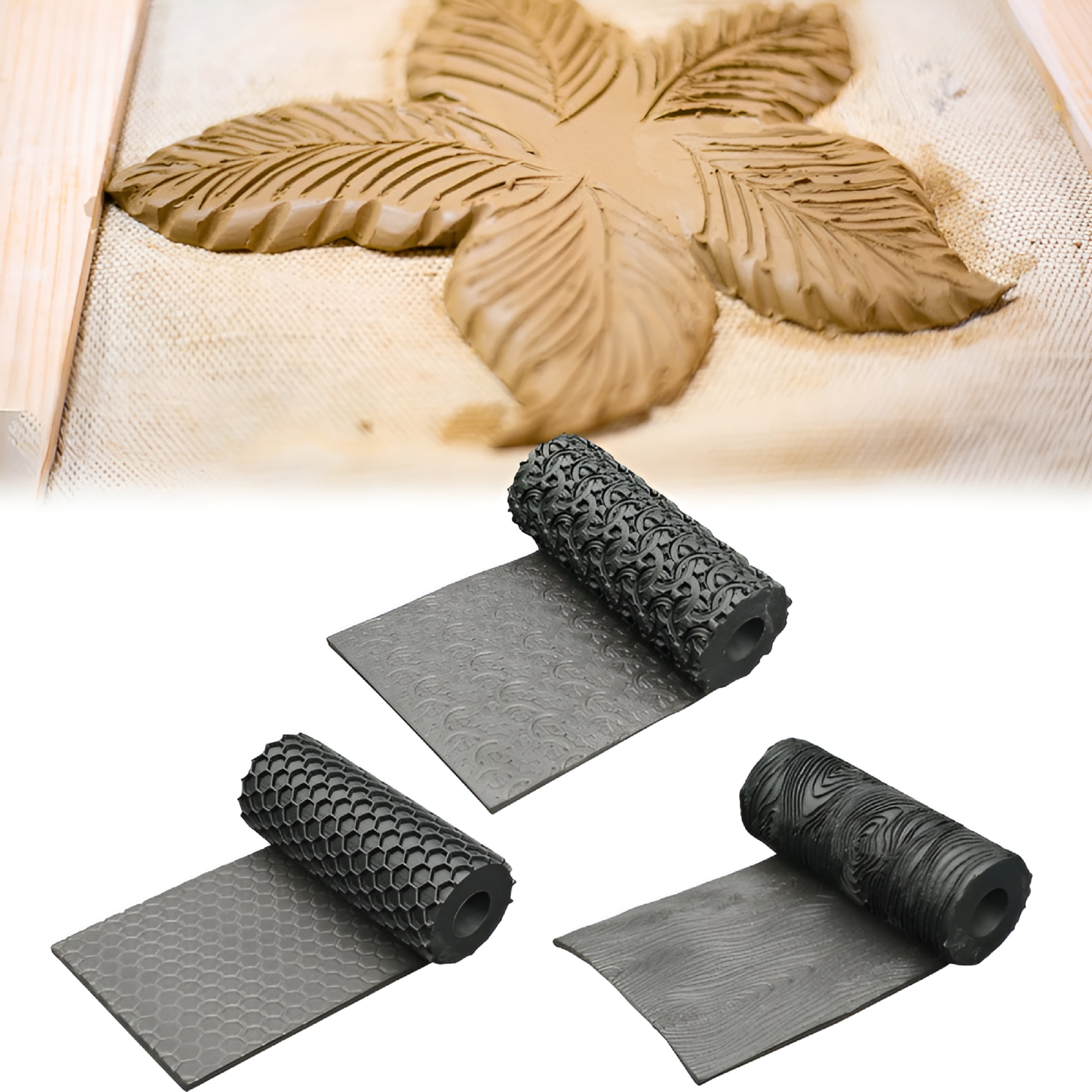 FACEGA Clay Texture Roller Pottery Stamp Roller Tool Textured Rolling ...