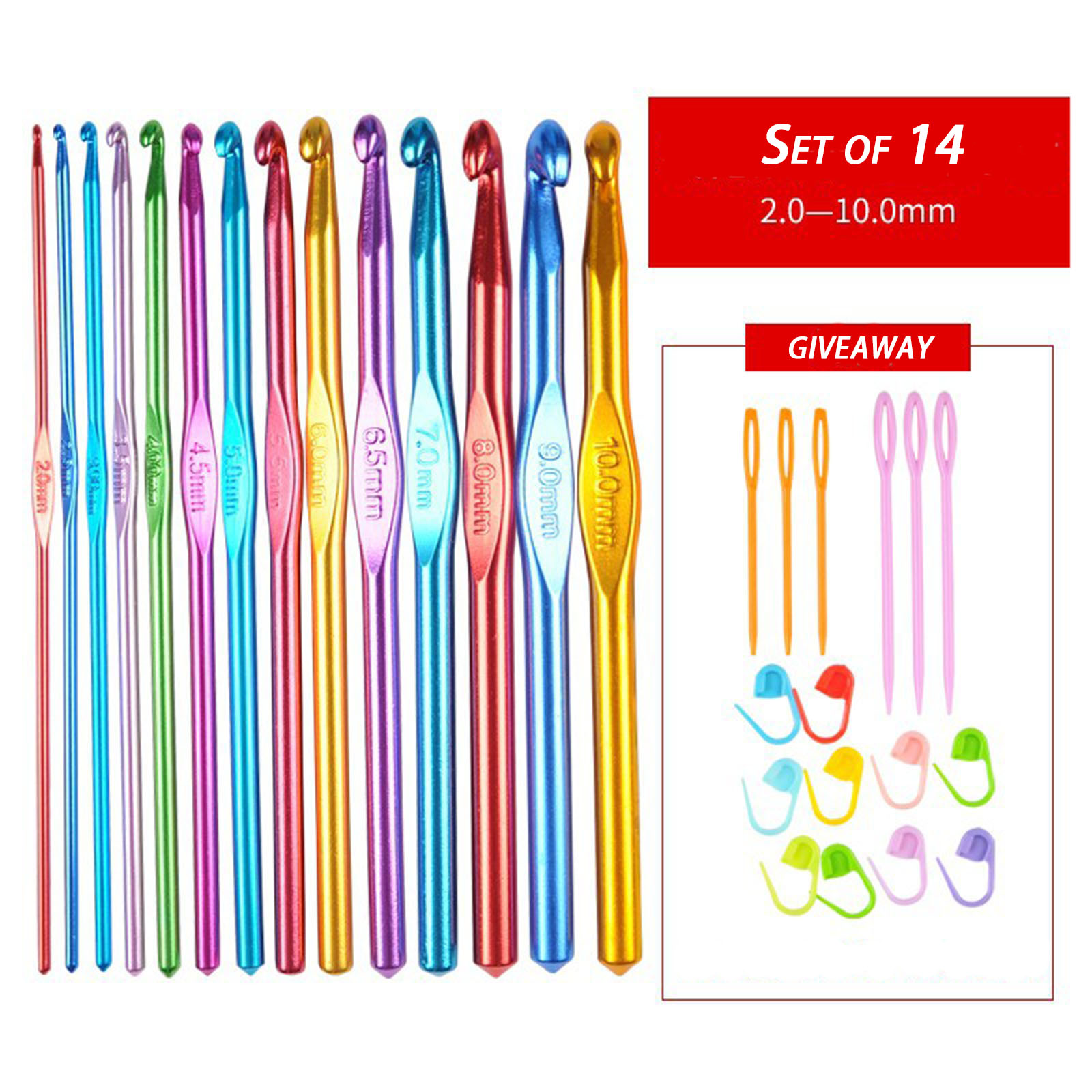 FACEGA Crochet Hooks,Aluminum Crochet Hook Set,Smooth and Comfortable ...