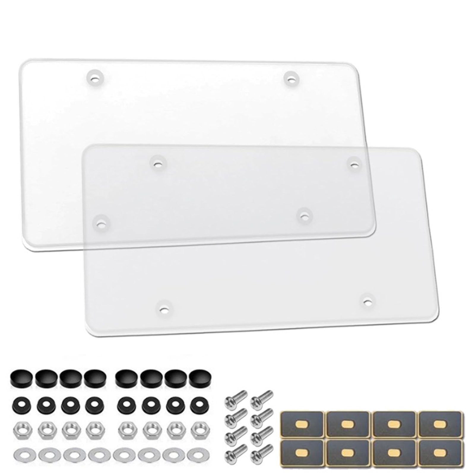 FACEGA License Plate Cover, Clear Plastic with Screws and Caps, Durable ...