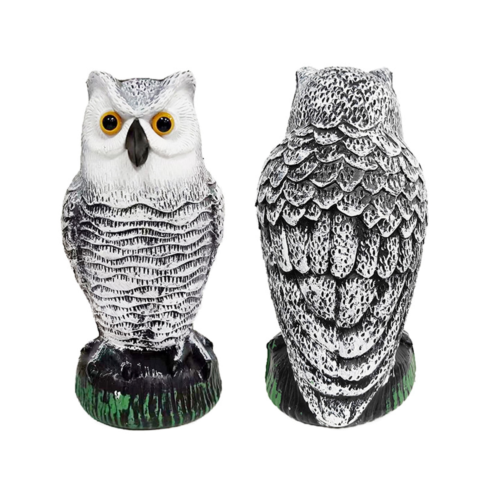 FACEGA Owl Garden Statue with LED Light,Weather-Resistant Owl Decoy for ...