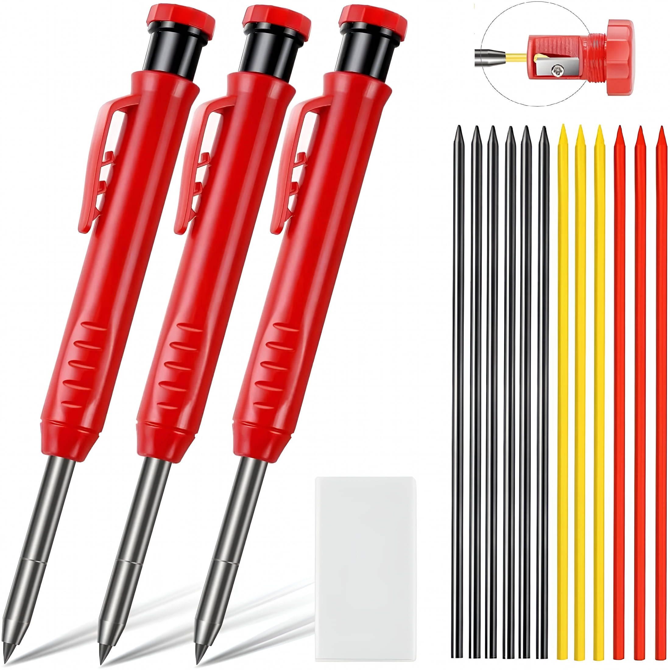 FACEGA Professional Mechanical Carpenter Pencils,Deep Hole Marker with ...