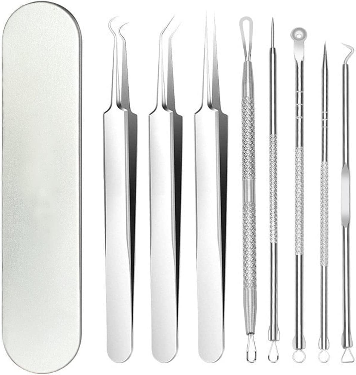 Blackhead and Splinter Remover Tool Kit, 8pcs Comedone Pimple Popper ...