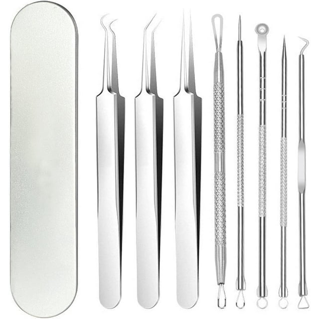 Blackhead and Splinter Remover Tool Kit, 8pcs Comedone Pimple Popper ...