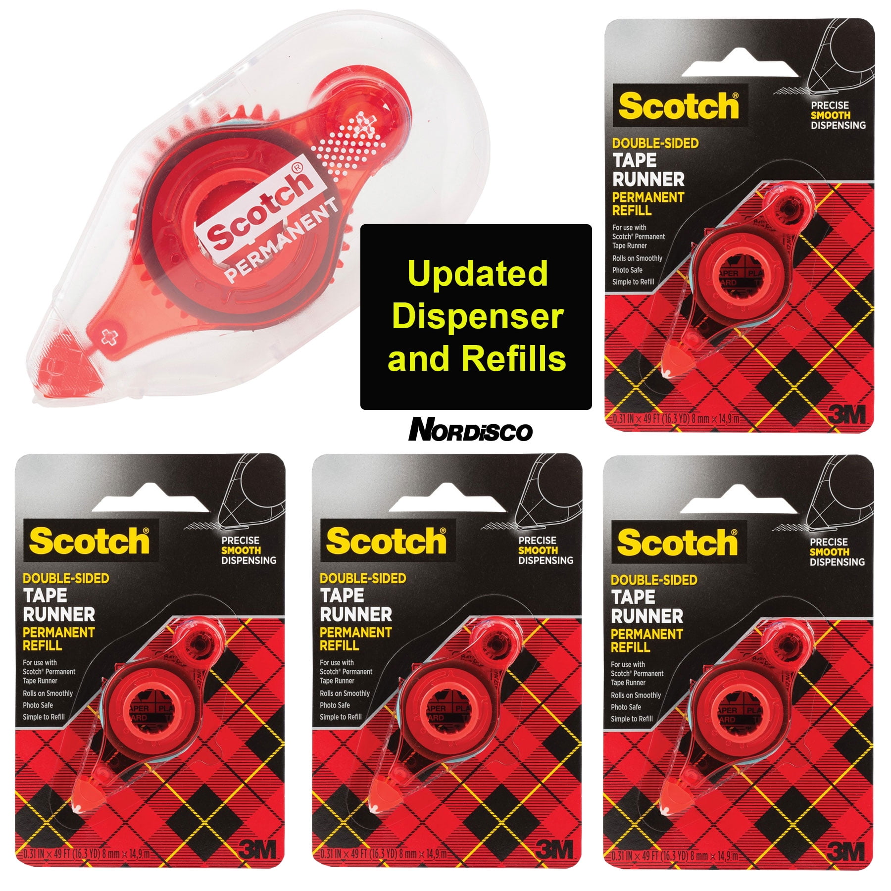 FACEGA Updated 6055 Tape Runner Permanent Dispenser with 4 Packs of ...