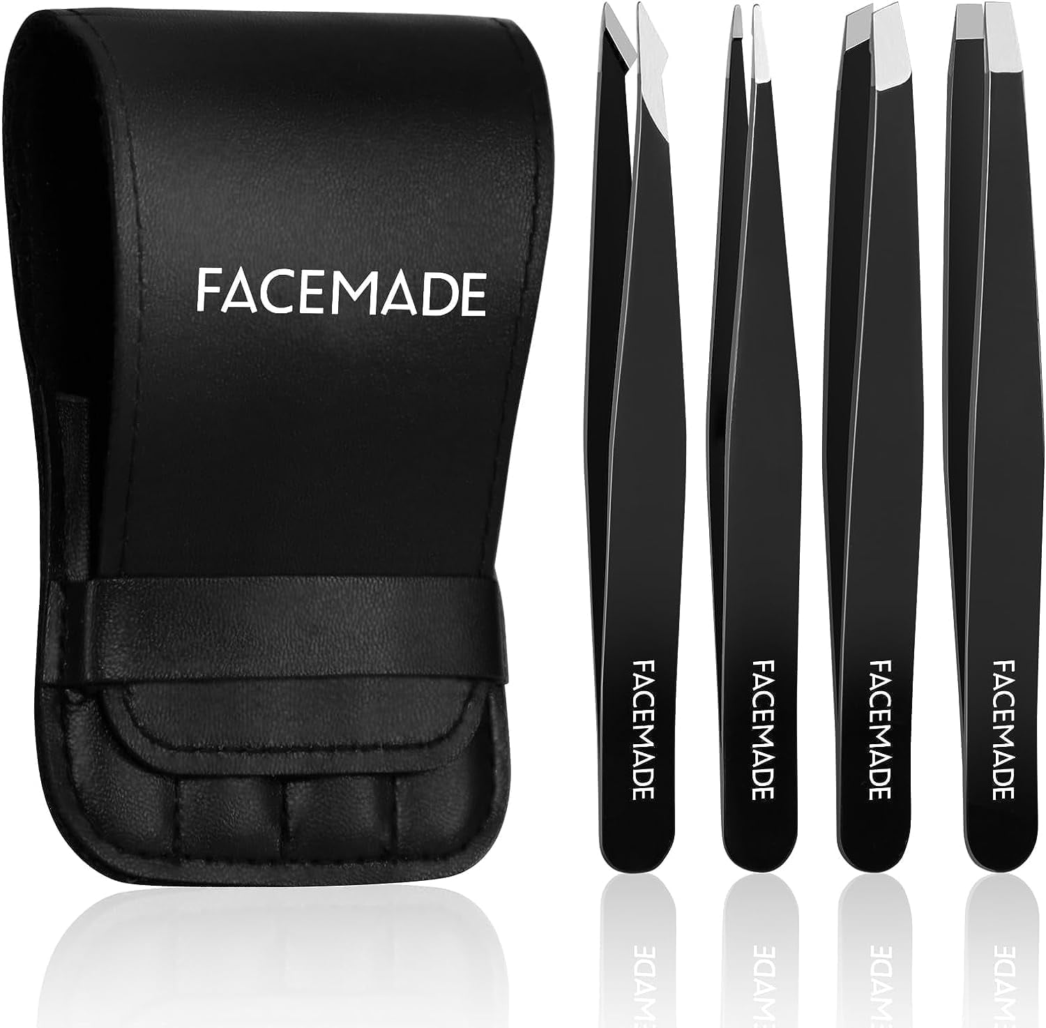 FACEMADE 4 Pcs Tweezers Set, Stainless Steel Hair Removal Makeup Tool ...