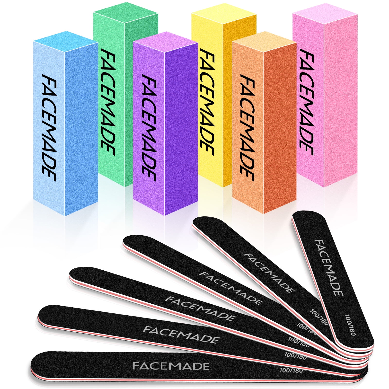 FACEMADE Nail Files and Buffer 12 Pcs, Professional Manicure Tools Kit ...