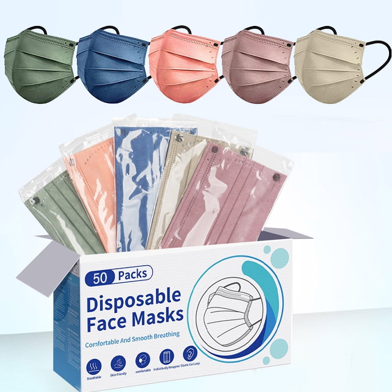 FACEMOON 50 Pack Disposable Face Masks, Individually Wrapped ...