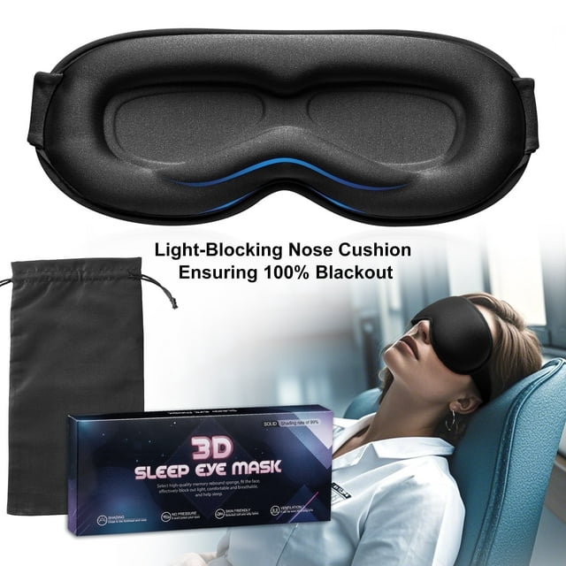 3D Weighted Eye Mask | Memory Foam Sleep Mask for Women & Men | 100% ...