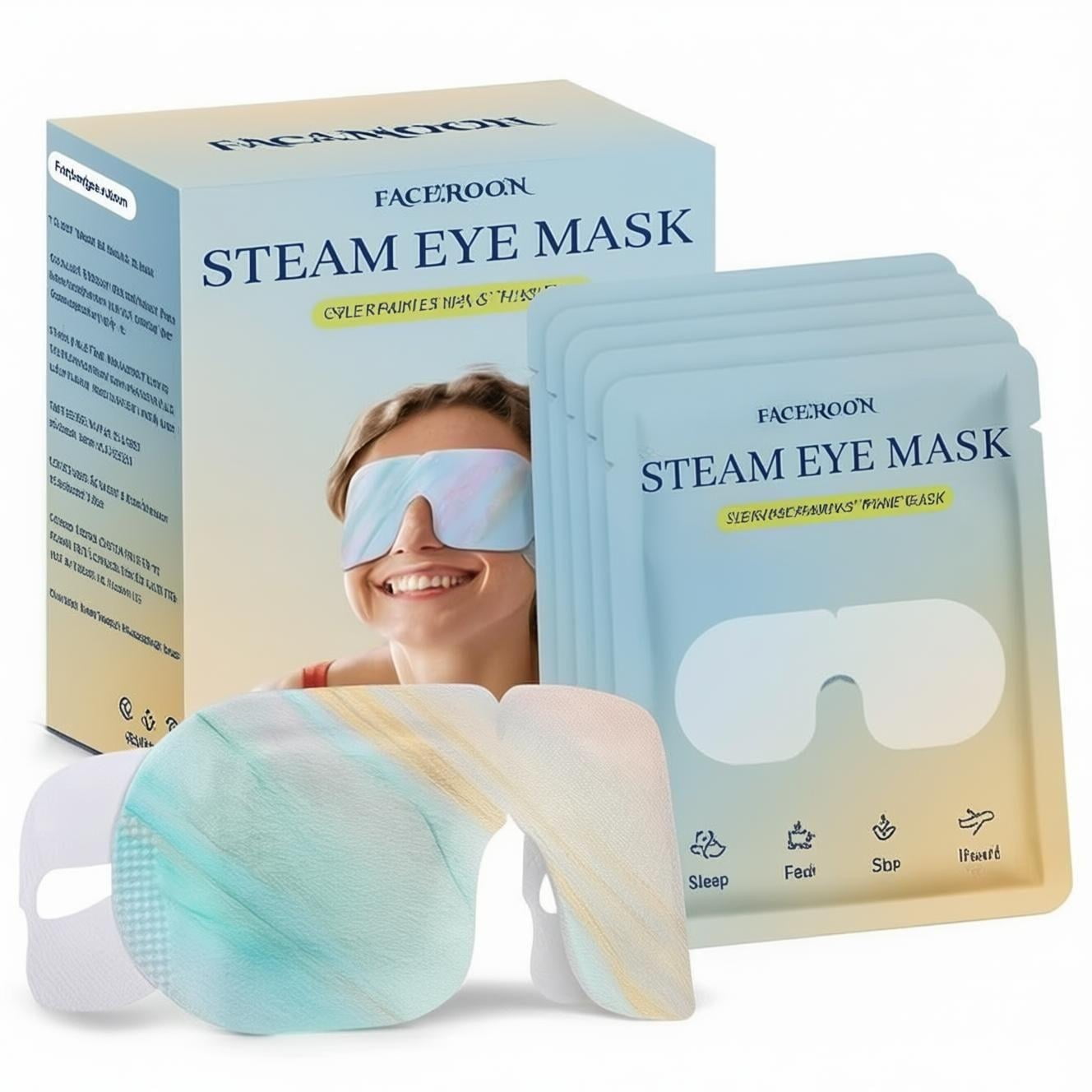 FACEMOON Self Heating Steam Eye Mask Disposable Sleep Warming for Puffy ...