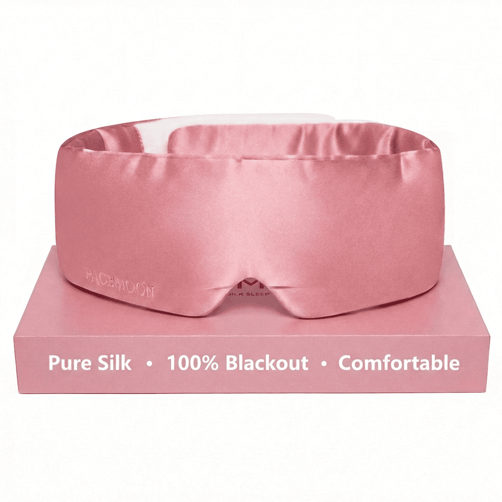 FACEMOON Pure Silk Sleep Eye Mask for Side Sleeper, 100% Blackout ...