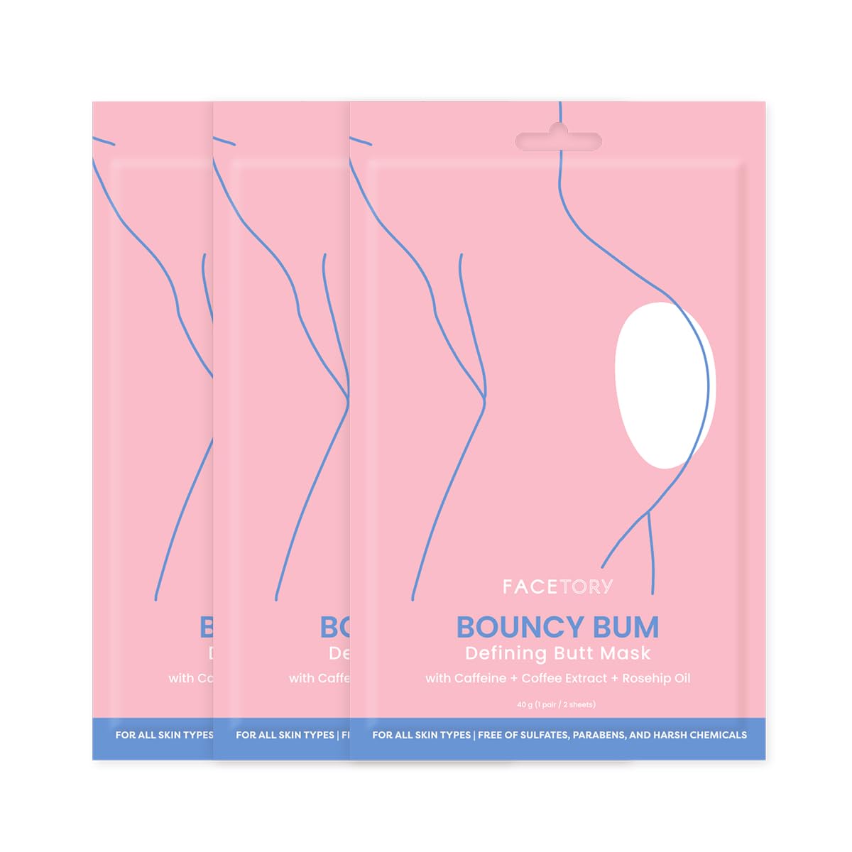 FACETORY Bouncy Bum Defining TMA2 Butt Mask with Caffeine, Rosehip Oil, and Ferments - Spa Sheet ...