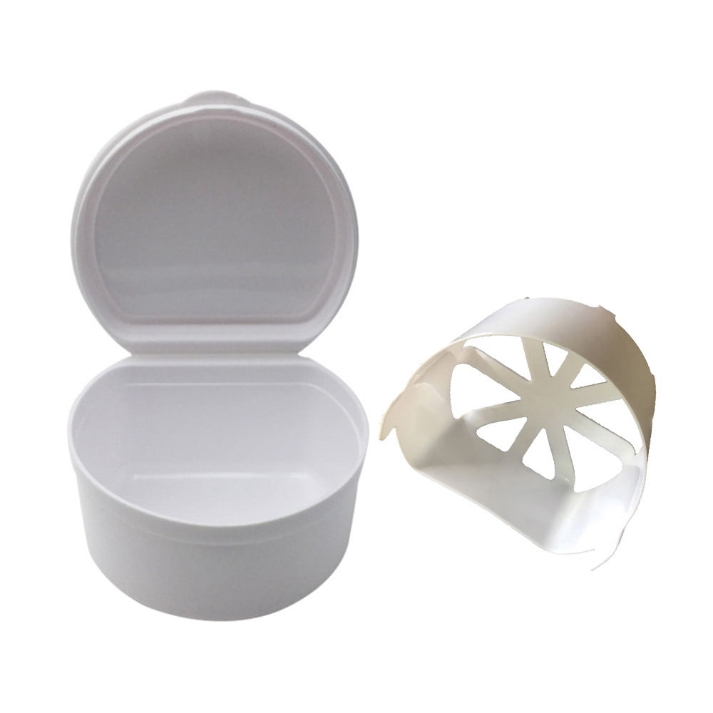 FACIWHL Denture Bath Box Case False Teeth Storage Box with Hanging Net ...