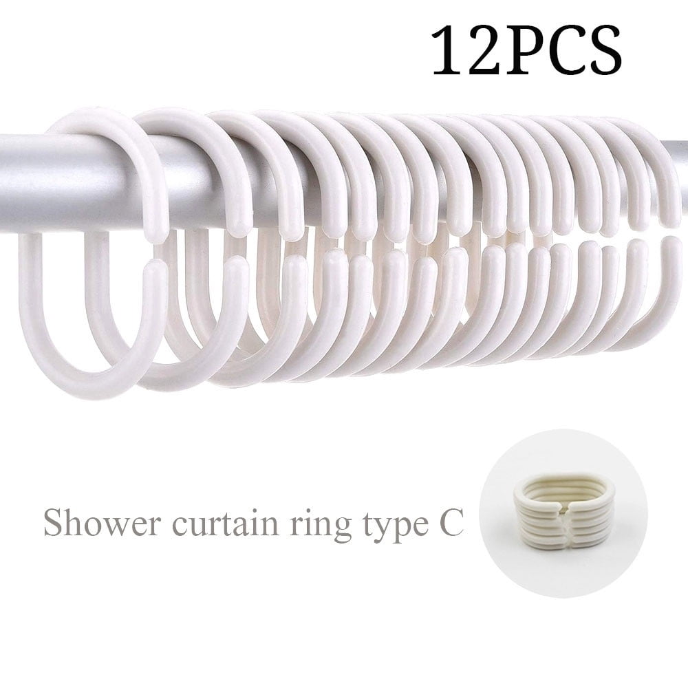 FACIWHL Shower Silicone Rubber Set 12 of Rings Curtain Clear ...
