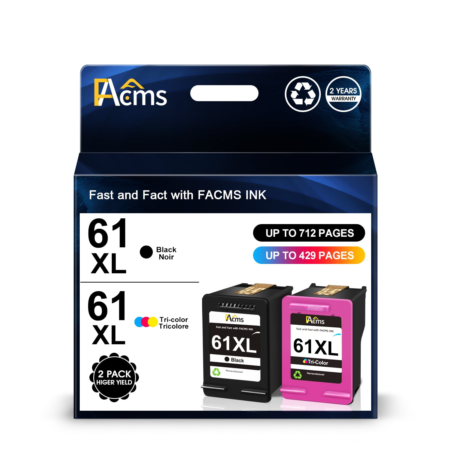 FACMS 61 XL Ink Cartridges Compatible for HP 61XL 61 XL Ink Cartridges ...