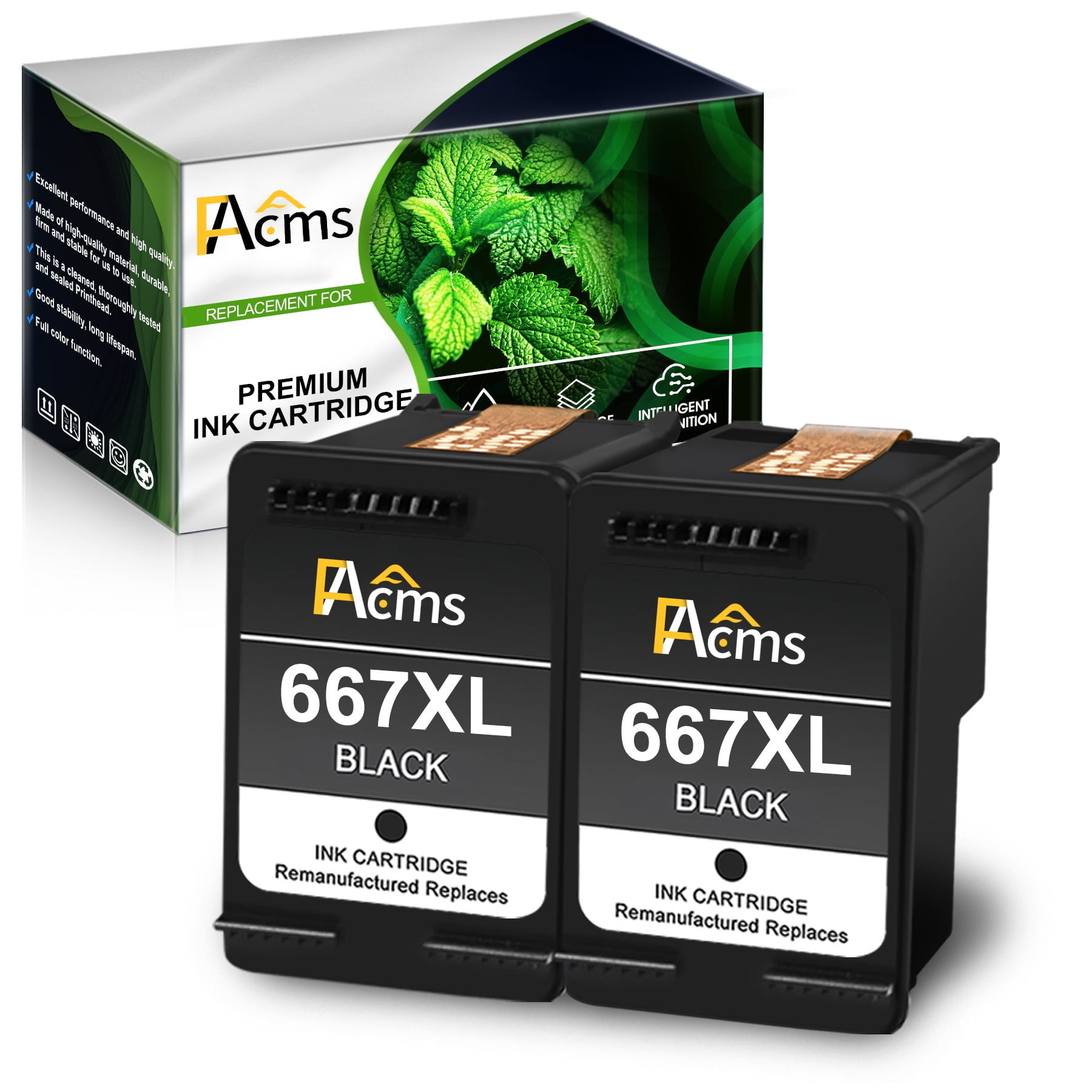 FACMS Compatible 667XL Black Ink Cartridge Replacement for HP 667 Ink ...