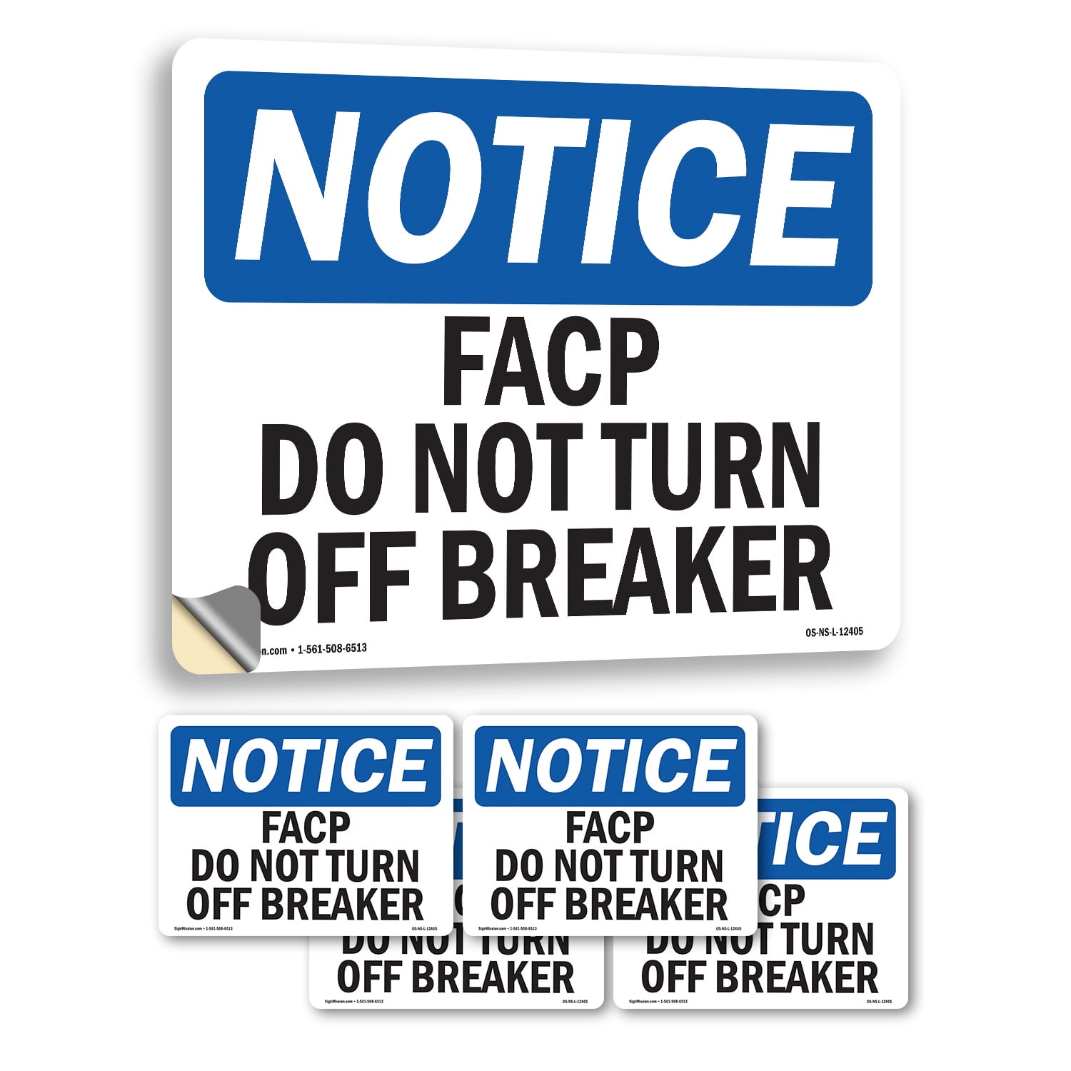 FACP Do Not Turn Off Breaker OSHA Notice Vinyl Decal Label 10 Inch x 7 ...