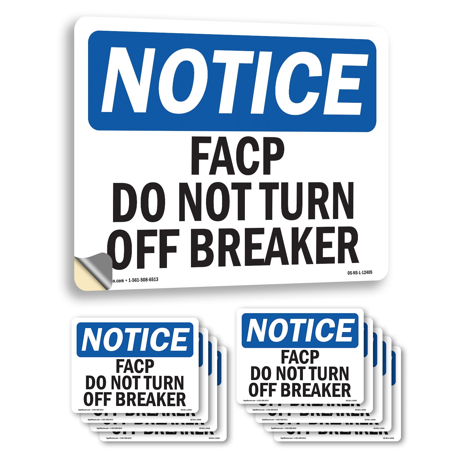 FACP Do Not Turn Off Breaker OSHA Notice Vinyl Decal Label 18 Inch x 12 ...