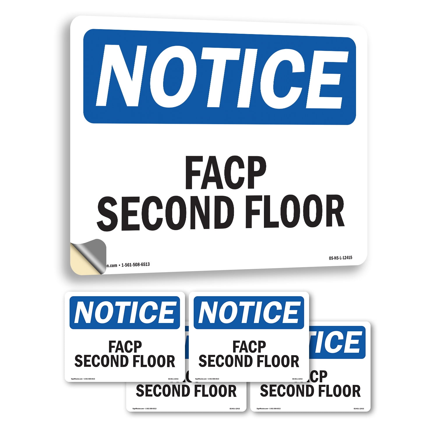 FACP Second Floor OSHA Notice Vinyl Decal Label 7 Inch x 5 Inch - 5 ...