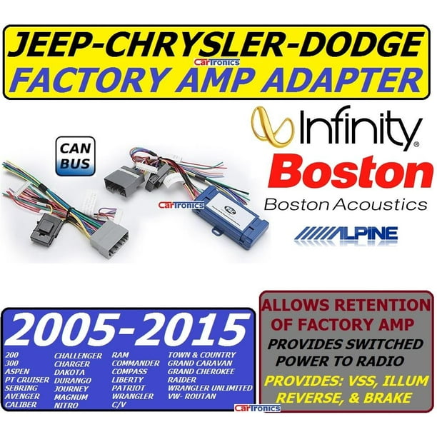 FACTORY AMP, PREMIUM SOUND, INFINITY ADAPTER FOR 2005-2015 SELECTED RAM ...