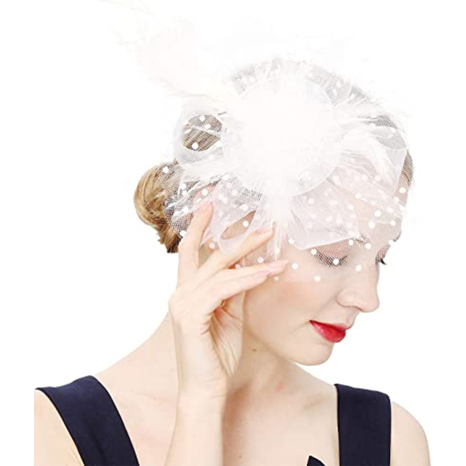FADAACAI Fascinators Hat Hat for Women Feather Tea Party Bridal Wedding ...