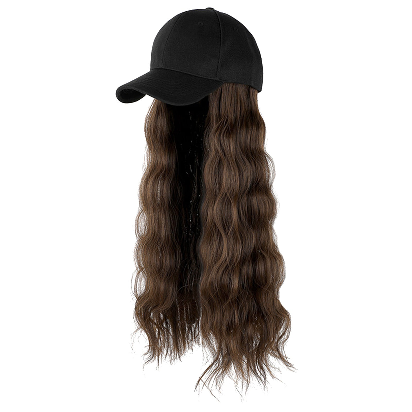 FADAACAI Hat Wig Long Hair Wig Hat Attached Adjustable Curly Cap Hair ...