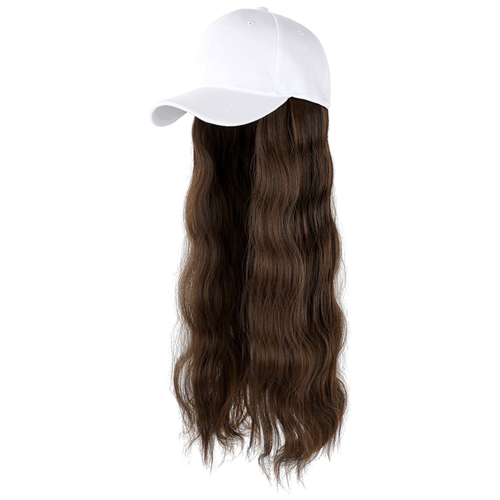 FADAACAI Hat Wig Long Hair Wig Hat Attached Adjustable Curly Cap Hair ...