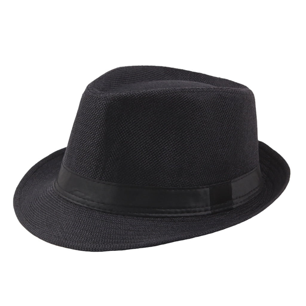 FADAACAI Mens Fedora Hats,Hat Breathable CurlyStraw Hat Jazz Hat Top ...